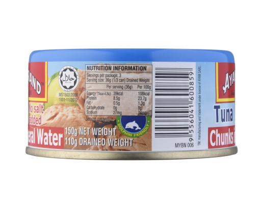 Ayam Brand Tuna Chunk In Mineral Water, 150g - No Salt