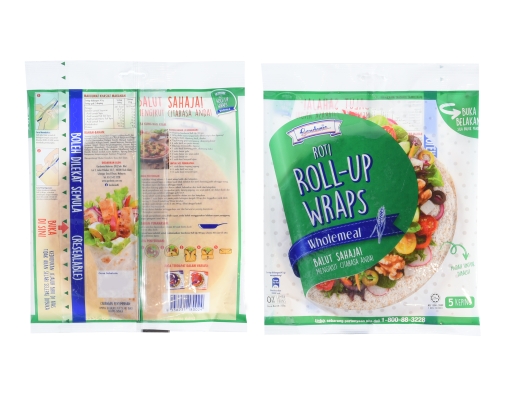 Gardenia Roll Up Wraps Wholemeal, 5 x 45 g - High Fiber