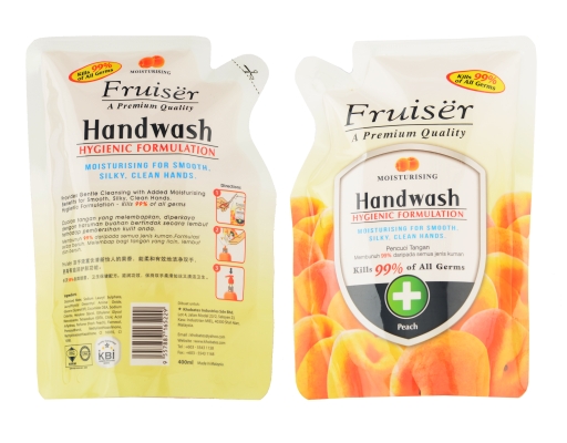 Fruiser Hand Wash Peach Refill, 400ml - Kills 99% Germs
