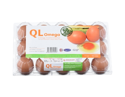 QL Omega Eggs, 15pcs - Omega-3 & DHA Enriched