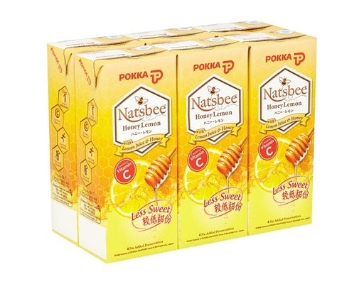 Pokka Natsbee Honey Lemon, 6 x 250 ml - Real Honey & Lemon