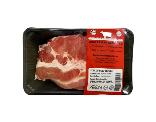 Topaz Food Australia Beef Brisket, 250g - Frozen Sliced