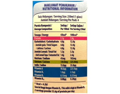 Dutch Lady Pure Farm Milk, 1L - High Calcium, Low Fat