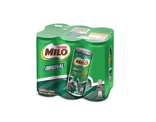 Milo Original Canned, 6 x 240 ml - Malt, Milk & Cocoa
