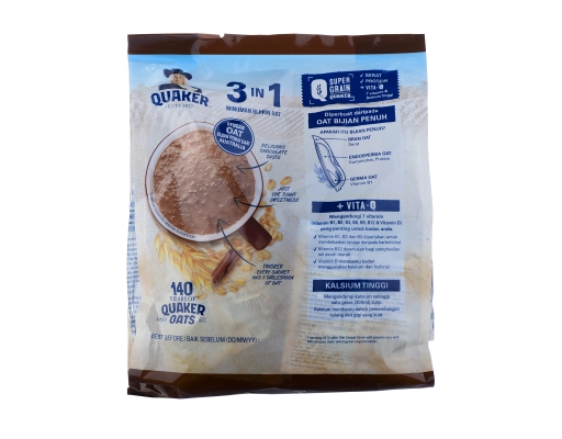Quaker Q-Vital Chocolate, 15 x 28 g - Tasty Oat Drink
