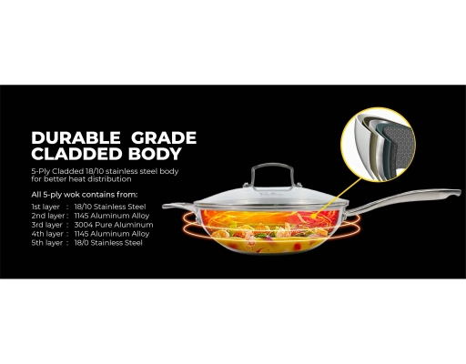 La Gourmet Galactic Wok With Stainless Steel Cover | myaeon2go