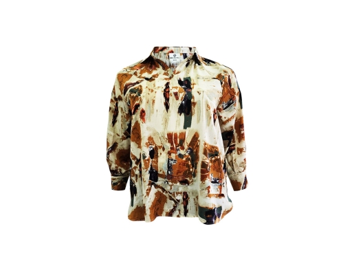 Plus Collection Printed Blouse Chocolate | myaeon2go